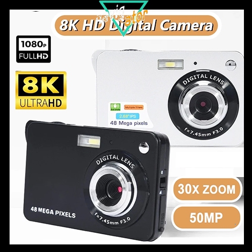 8K HD Digital Camera 50MP Portable Selfie Smart Mini Pocket Cameras 30X ...