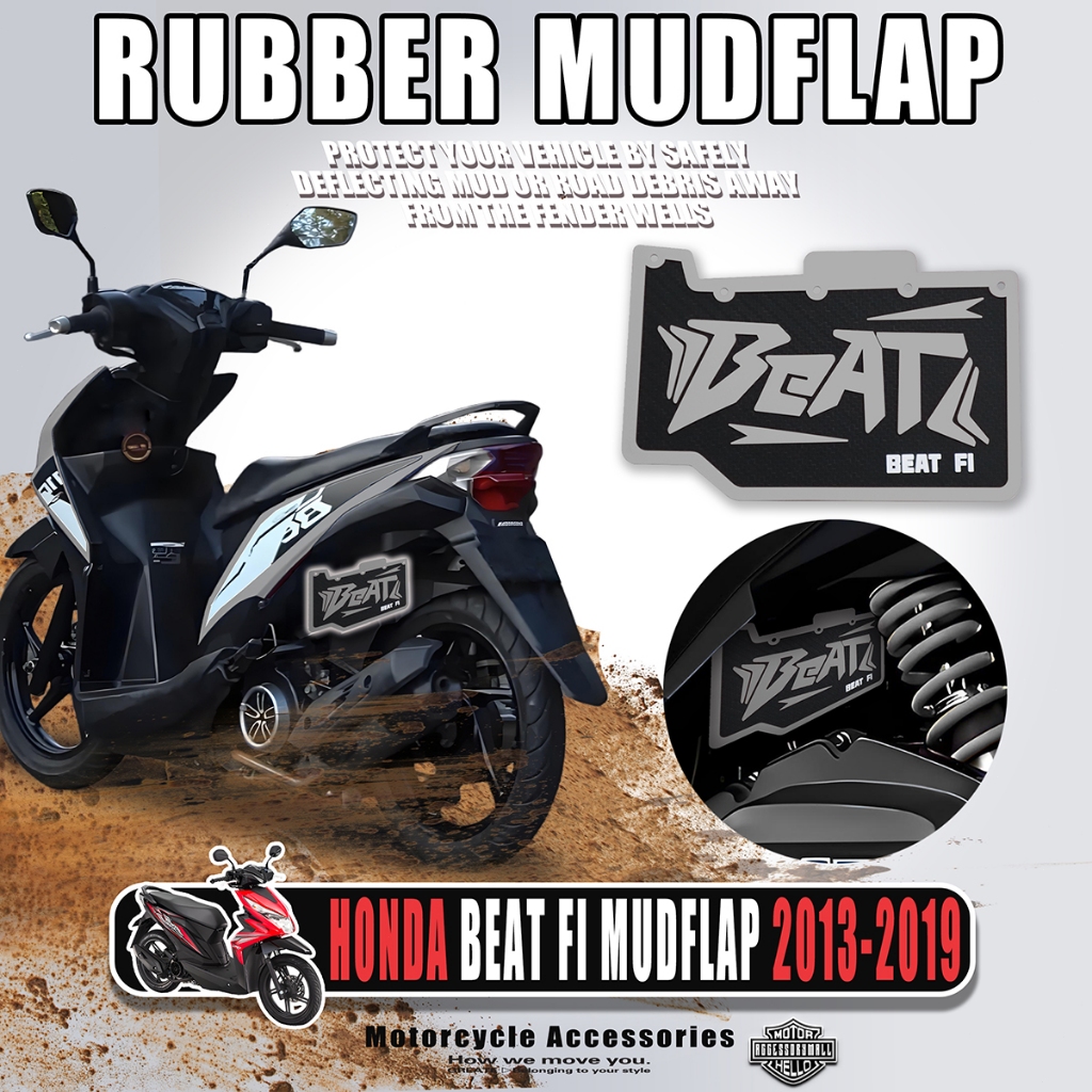 HONDA BEAT FI Mudflap CARBON MUD FLAP FOR BEAT FI Rubber MUD Retainer ...