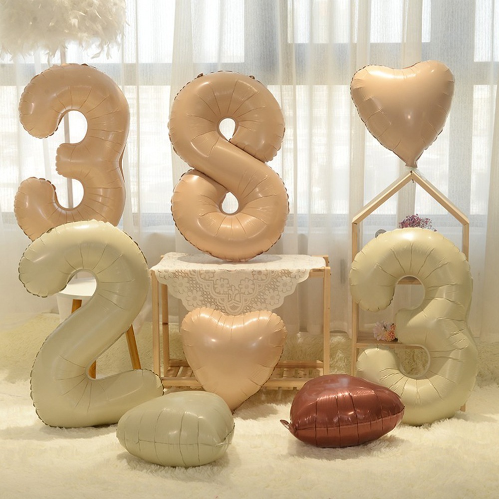 32inch Cream Color Caramel Number 0-9 Foil balloons wedding anniversary ...