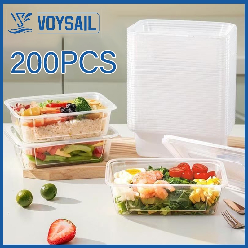 50/100/200PCS Disposable Microwavable Food Container Transparent Fast ...