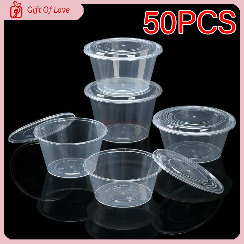 50PCS Microwaveable Food Container High End Plastic Round Disposable ...