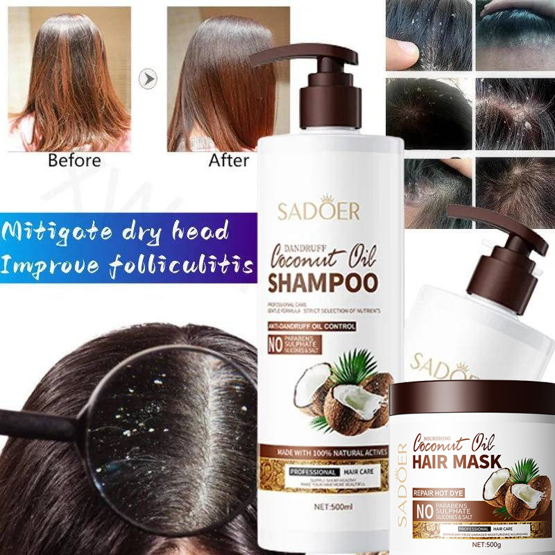 Coconut oil Shampoo Hair MaskTreatment for Rebonded Hair and Nourishing Creamsilk Conditione ...