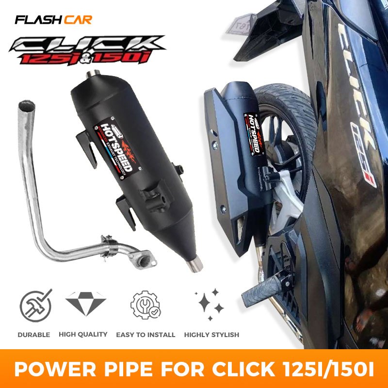 HOTSPEED Pipe Muffler V3 Set For Honda Click 125i/150i Power Pipe Black ...