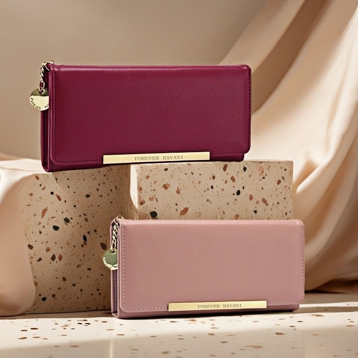 Women Wallet Solid Color Wallet Coin Purse Genuine PU Leather Large ...