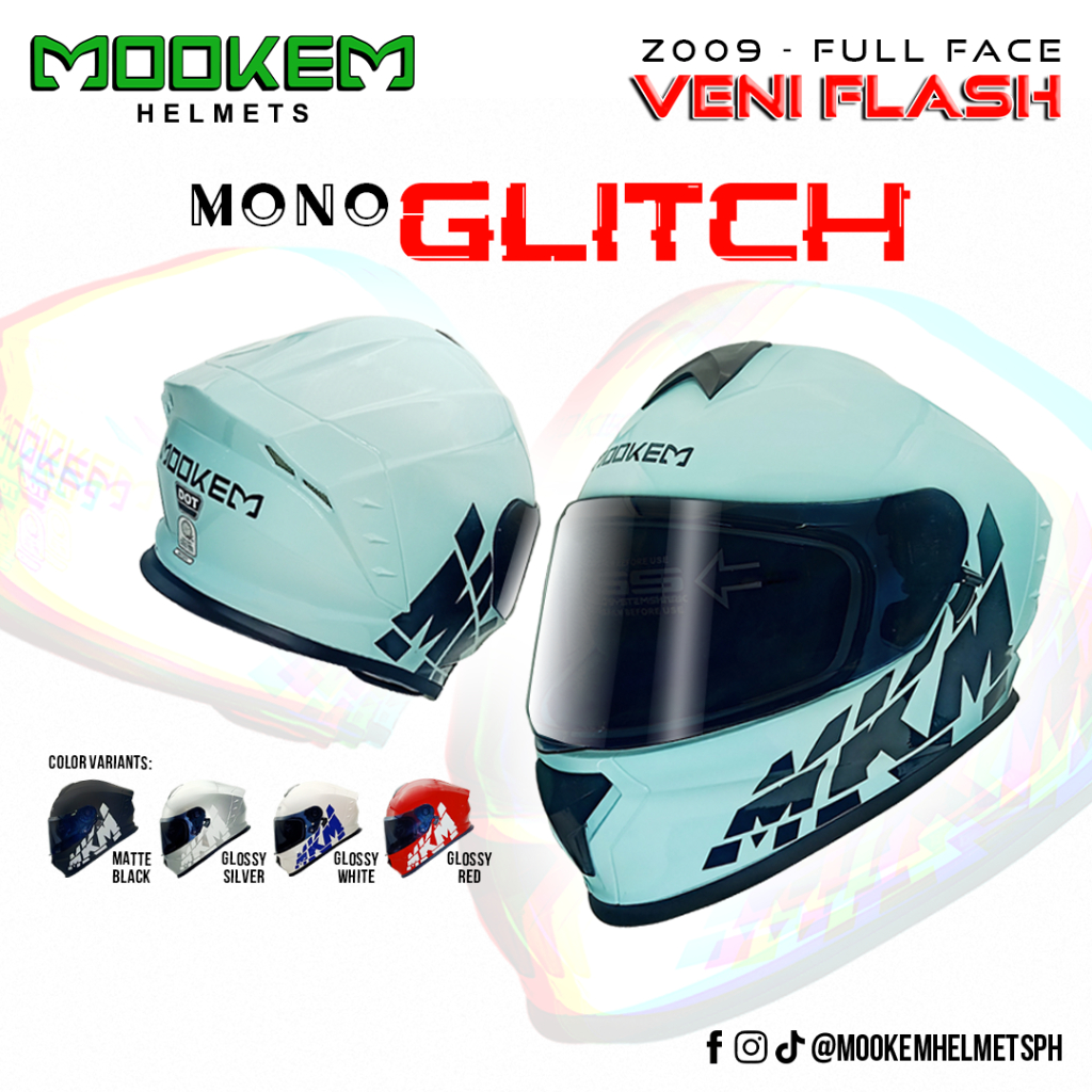 Mookem Helmet Z009- Veni Flash - Mono Glitch - Face Dual Visor Helmet ...