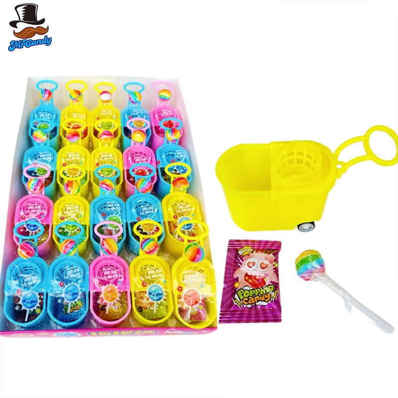 【Mr candy】20pcs/box Mop Bucket lollipop with popping candy/Toy candy ...