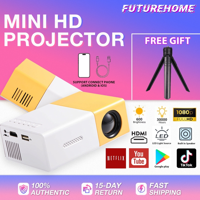 YG300 Portable Projector HD 1080P Led Mini Projector 600 Lumens Y300 ...