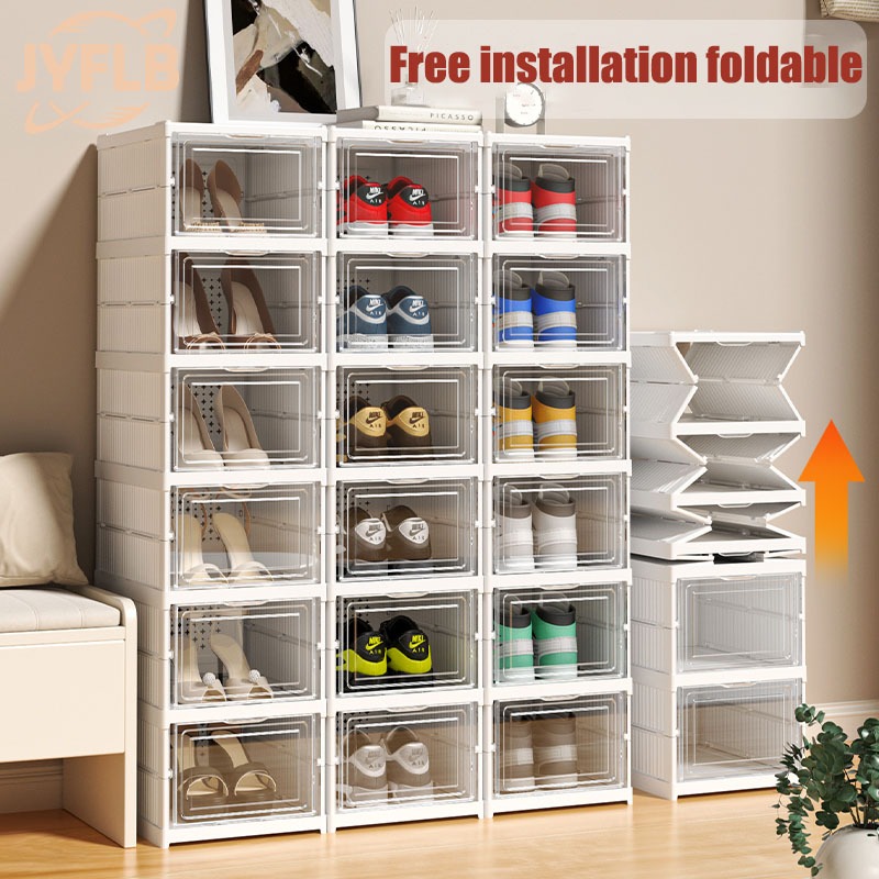 3/6/8/9/ Layers Transparent Foldable Shoe Rack Cabinet Storage ...