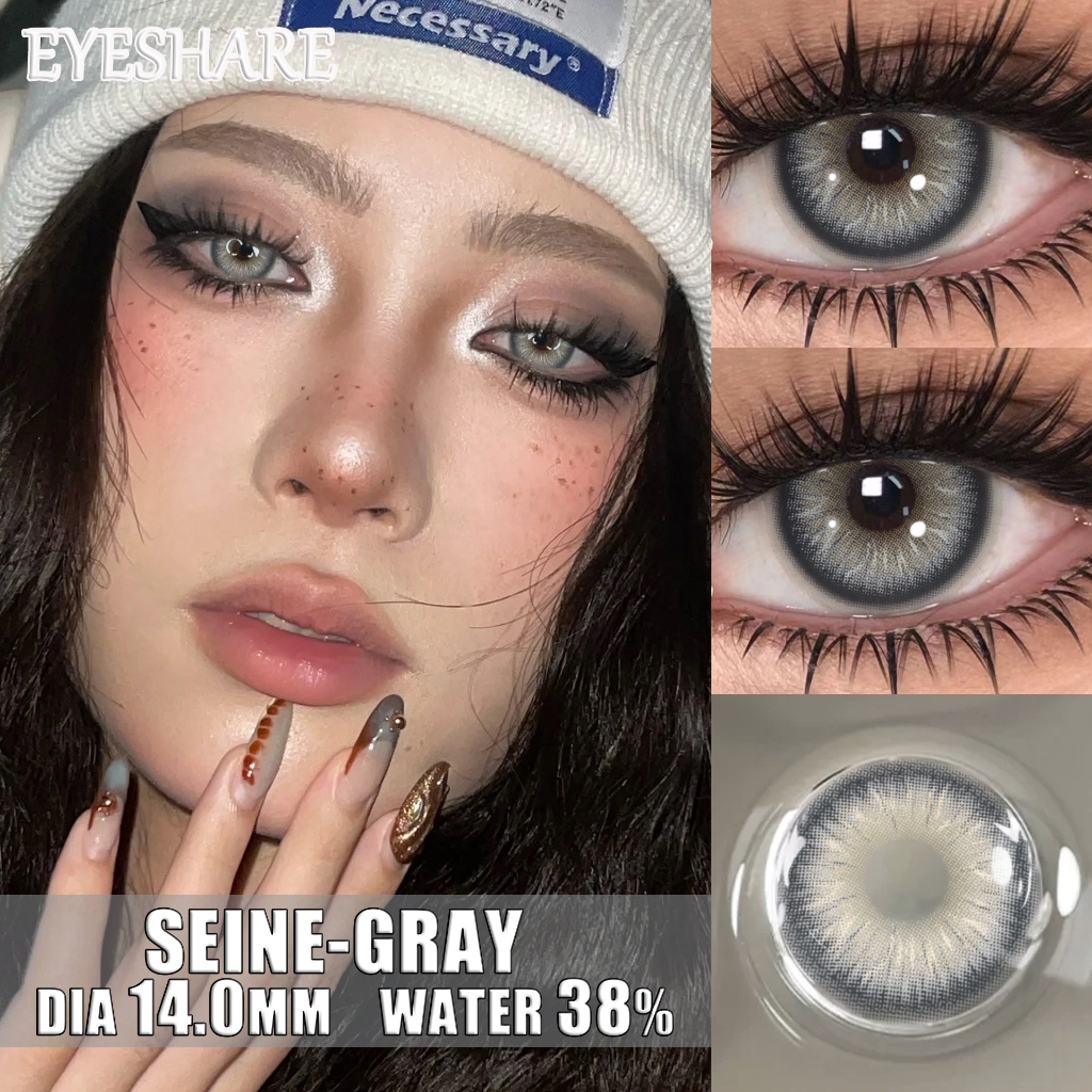 Eyeshare SEINE Series 2pcs Gray Contact Lenses Makeup Blue Brown Yearly ...