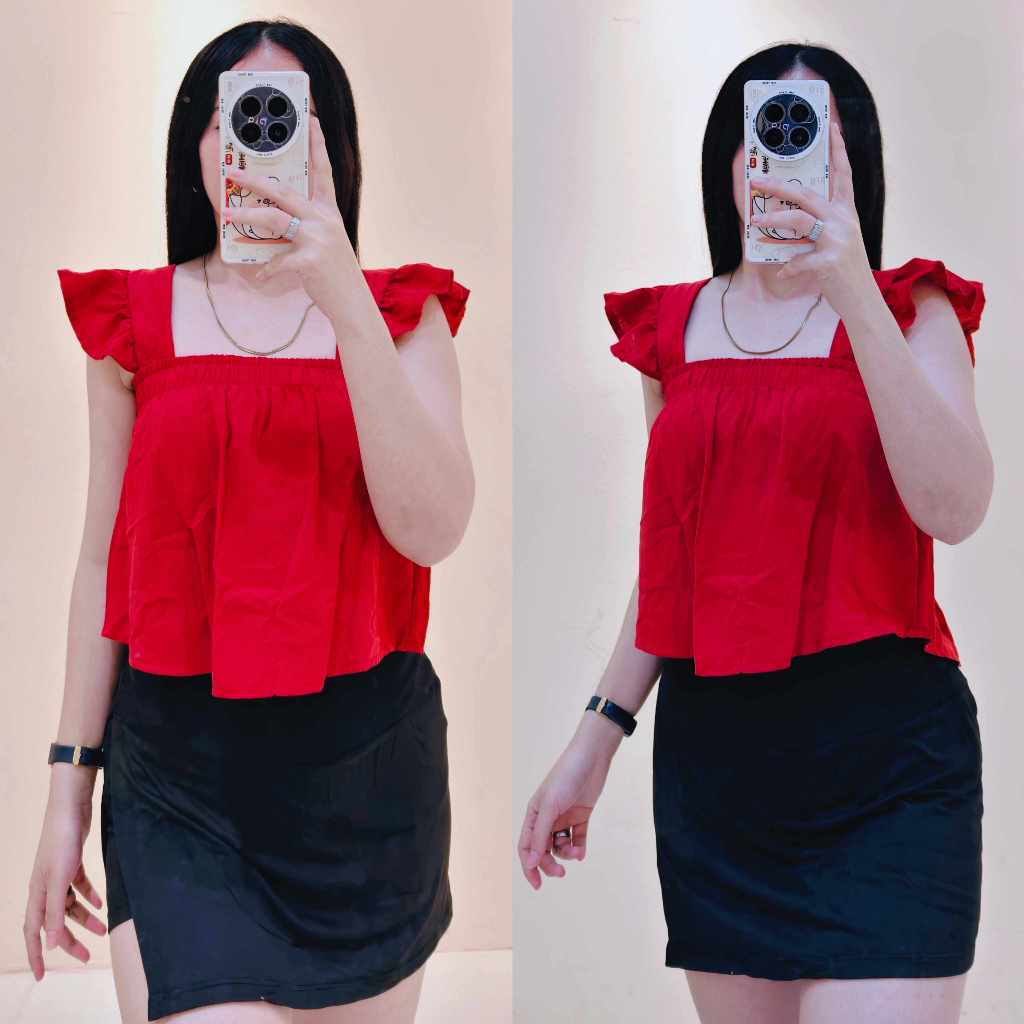 D&C-Cotton Linen Butterfly Sleeveless Daily Flowy Crop Top | Shopee ...