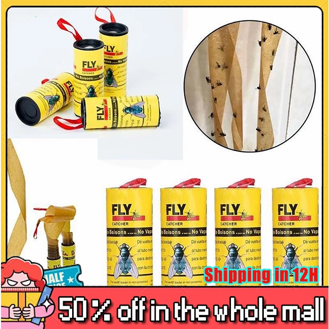 10 Rolls Fly Traps Ribbon Hanging Sticky Fly Trap Fruit Fly Gnat Trap ...