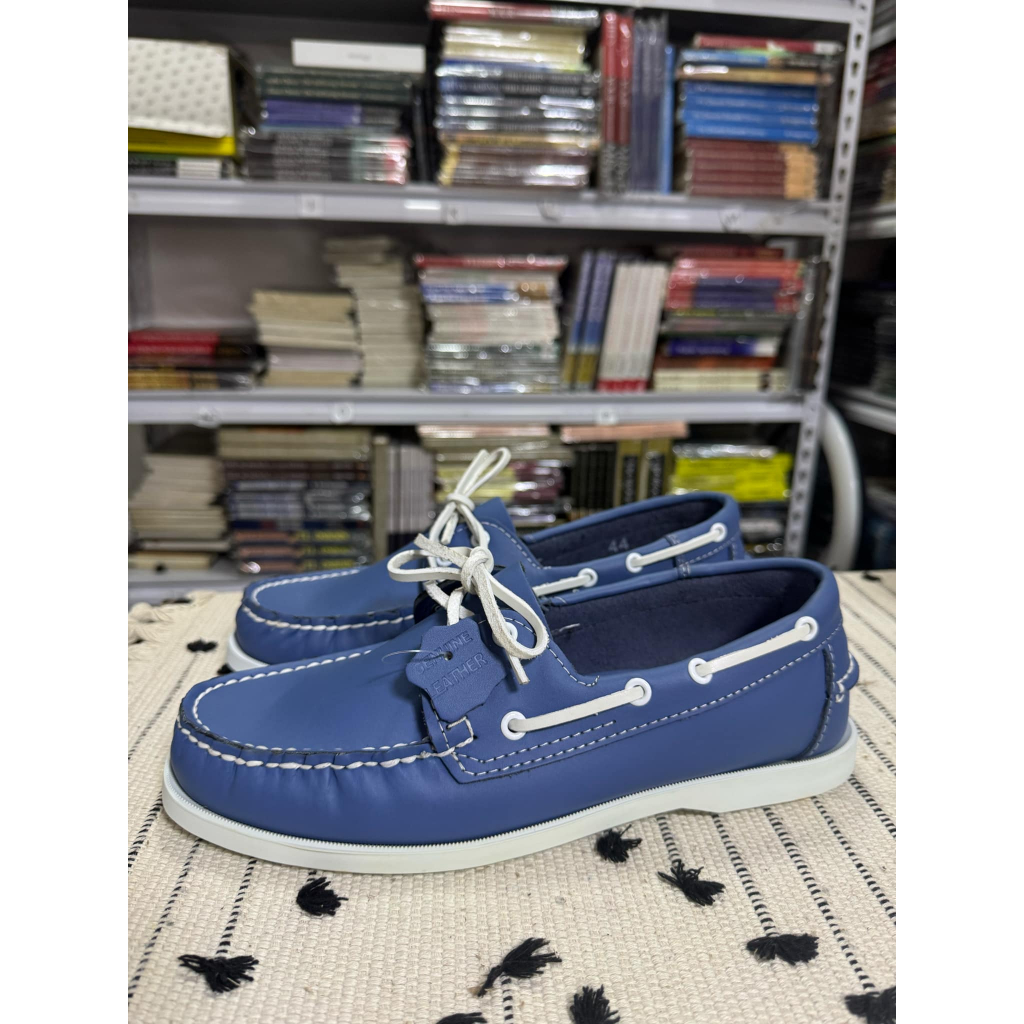 TOPSIDER SHOES FOR MEN NATURAL COW GENUINE LEATHER BOAT SHOES-BLUE ...