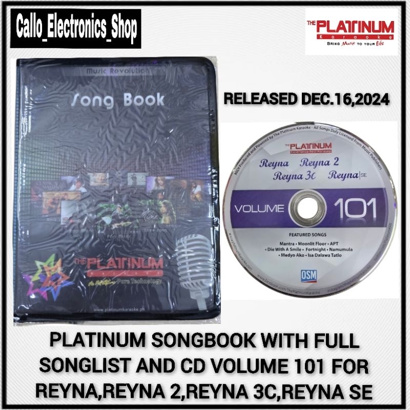 Platinum Songbook with Full Songlist and CD Volume 101 for Reyna/Reyna 2/Reyna 3c/Reyna Se ...