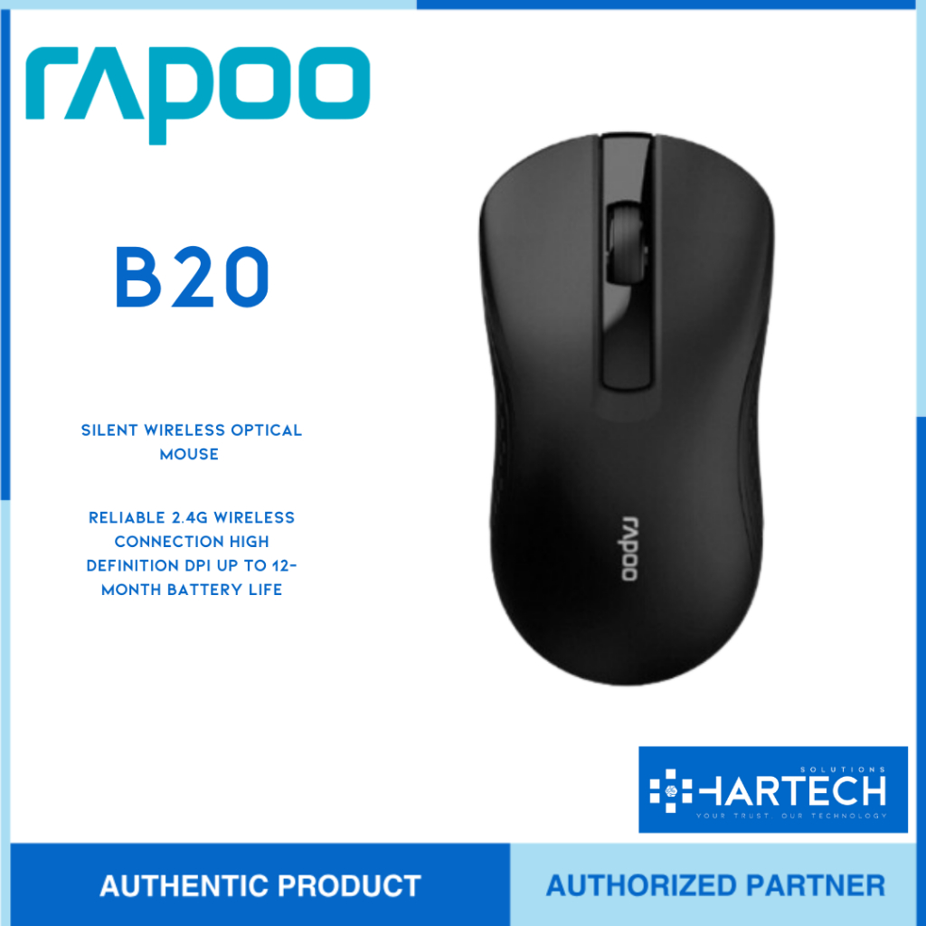 Rapoo B20 Silent Wireless Optical Mouse - 1200 DPI, 2.4G Wireless, Infrared Sensor | Shopee ...