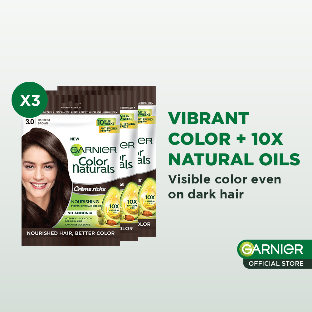 Garnier Color Naturals Shade 3.0 Darkest Brown (Set of 3) – DIY ...