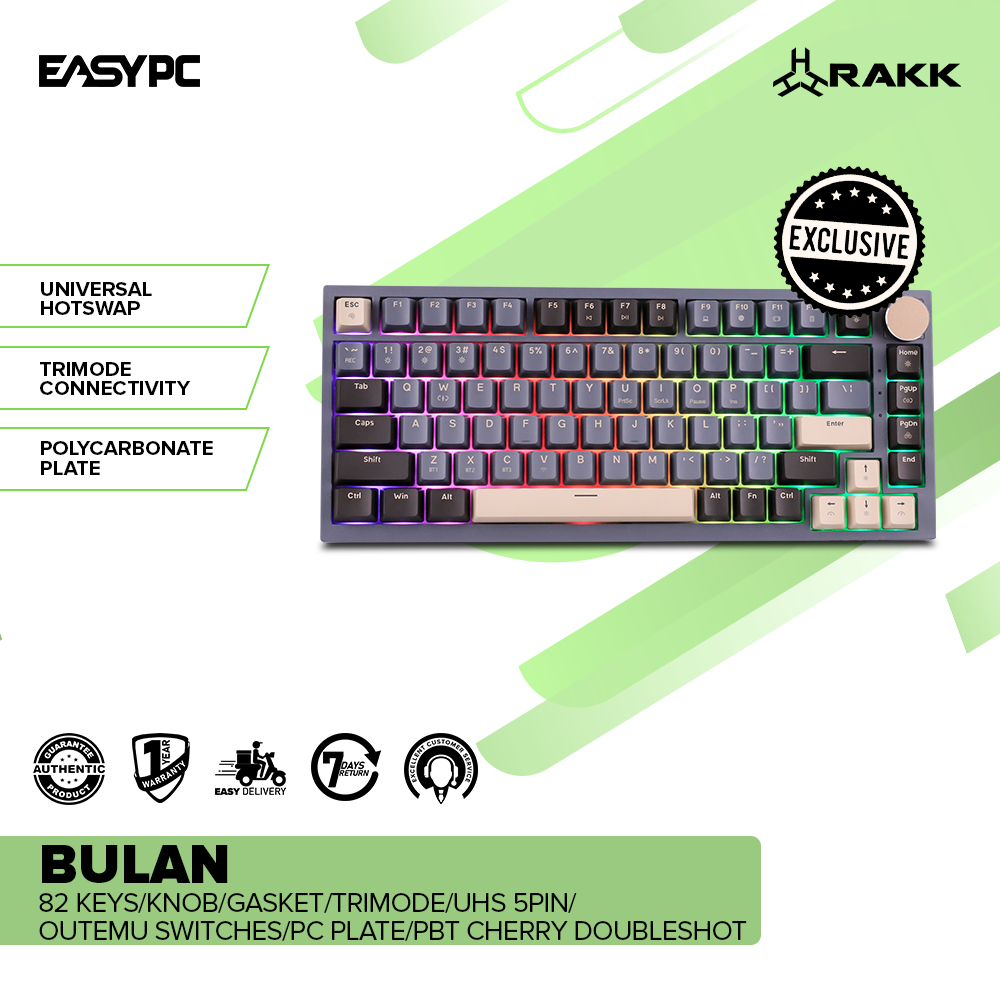 RAKK BULAN / 82 Keys/Knob/Gasket/Trimode/UHS 5pin/Outemu Switches/PC ...