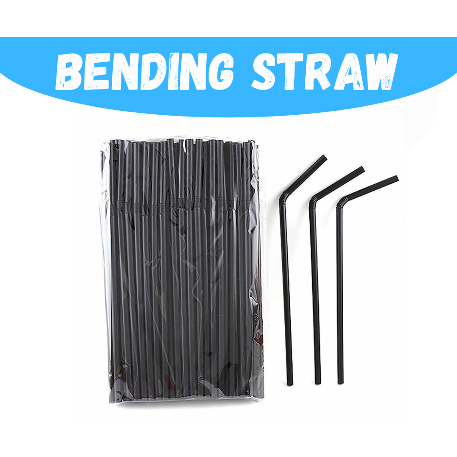 [100pcs] Black Bending Straw Individually Wrap 6mmx23cm | Shopee ...