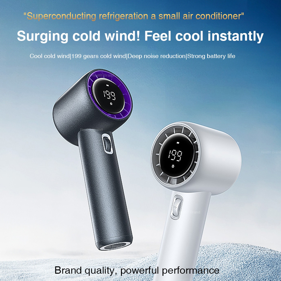 Rechargeable Mini Handheld Jet Fan, 199 Speeds, Strong Wind, Metal Body ...