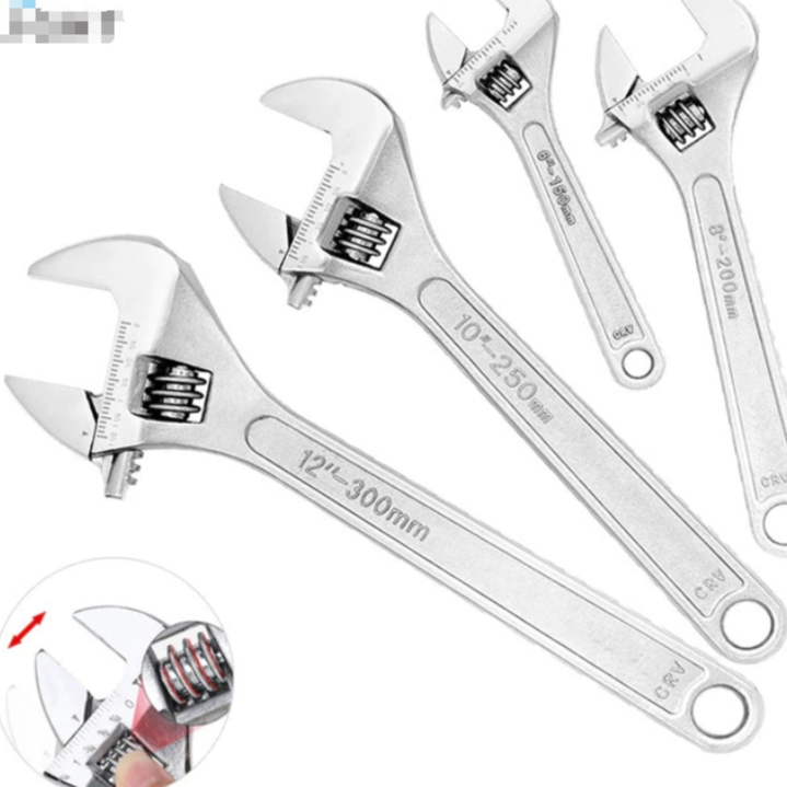 new cod Adjustable Wrench Chromium Plated Open End Wrench Universal Wrench 6/8/10/12 Inch ...