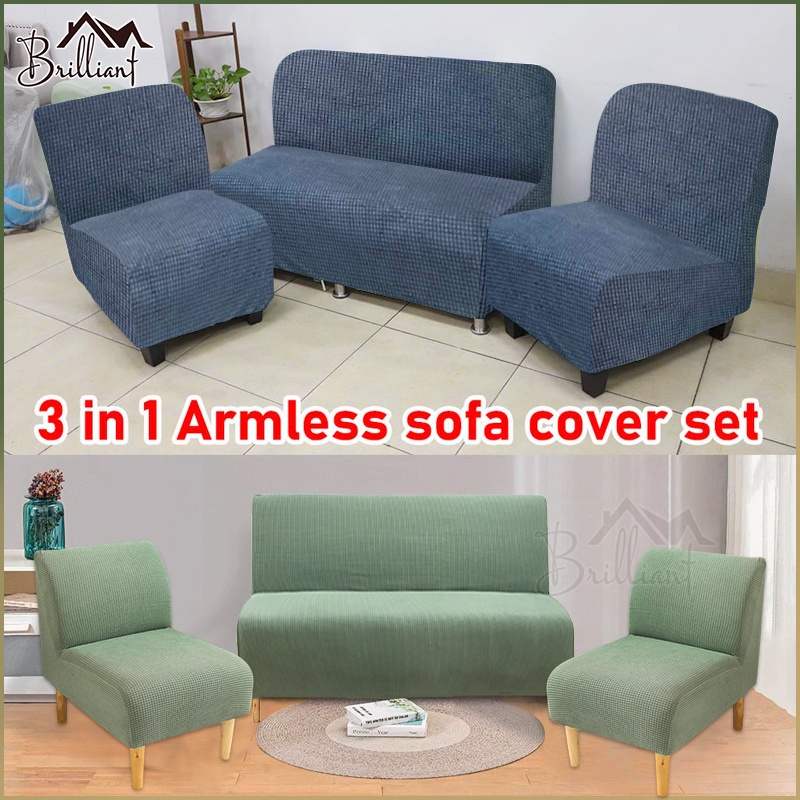 3pcs/set 3 in1 Armless Sofa Cover Set Clara Sala Set Cover 2 Seater and ...