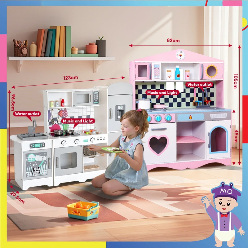 Japanese Design Kitchen Toys for Girls Boys Kids Kitchen Wooden Cabinet ...