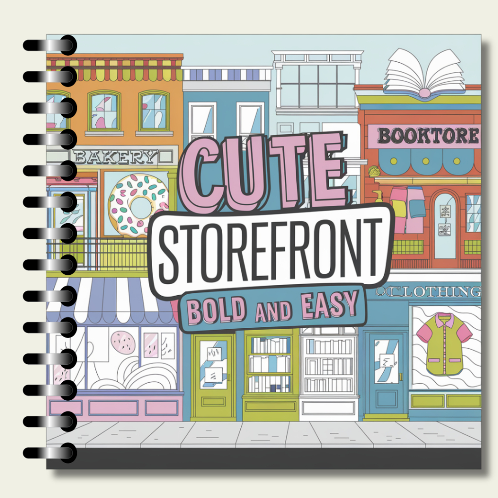 Cute Storefront Coloring Book Bold and Easy Kids Coloring Book Adult ...