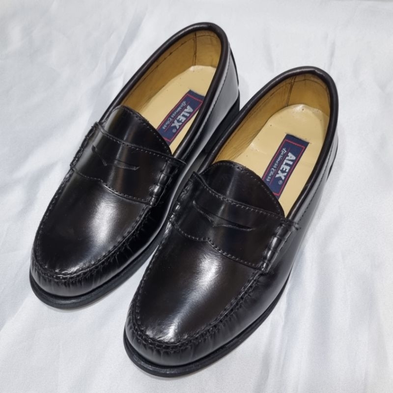 Alex Shoes 6128 Genuine Leather Black Brown Wine Men's Slip On Penny ...