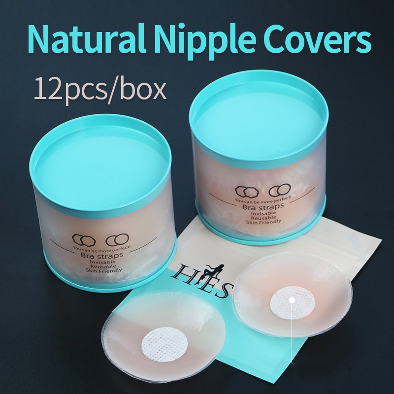 12pcs Silicone Nipple Pad Invisible Reusable Nipple Sticker Washable ...