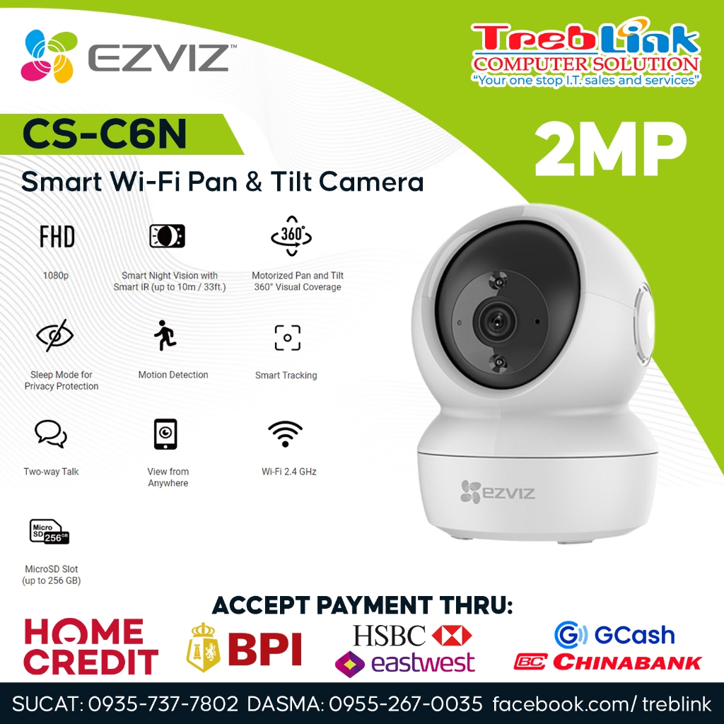 CCTV Smart Wi-fi Pan & Tilt Camera Ezviz 2mp (CS-C6N) | Shopee Philippines
