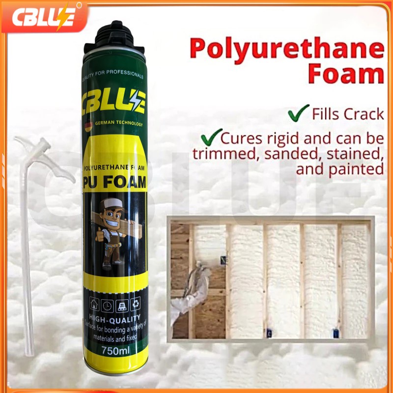 CBLUE Polyurethane Foam Spray 750ML Waterproof Expanding Fills Cracks VentsGaps Around Pipes ...