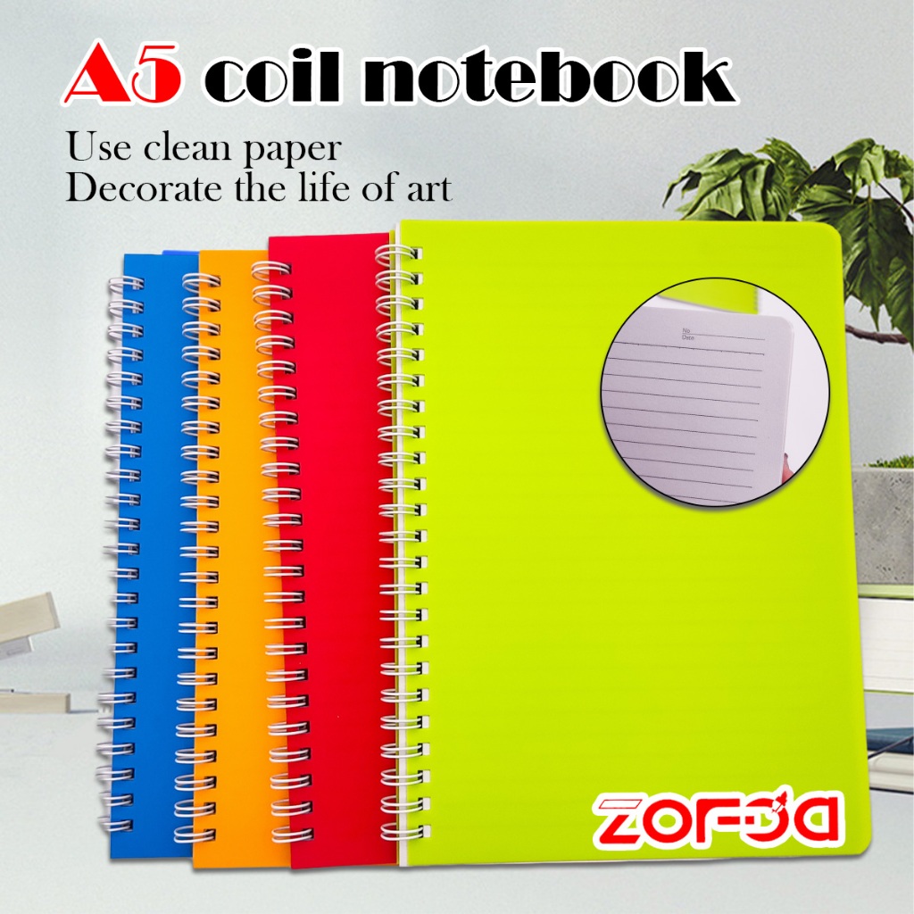 A5 PP Cover Spiral Notebook 60Sheets Anti Scratch journal notebook ...
