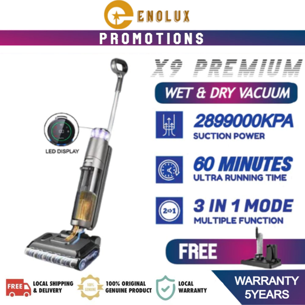 Enolux X9/X10Wet and Dry Cordless Mop Vacuum Cleaner 2 Edge Cleaning 99 ...