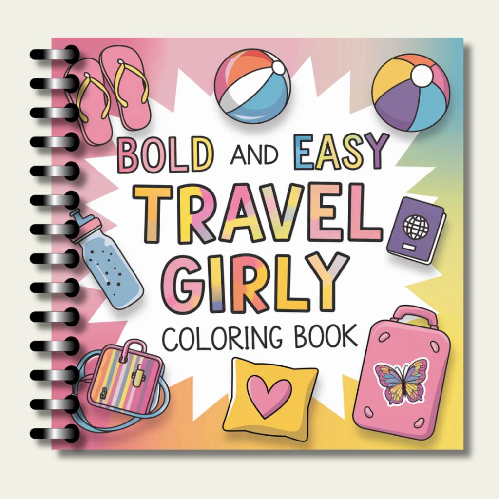 Travel Girly Coloring Book Bold and Easy Kids Coloring Book Adult ...