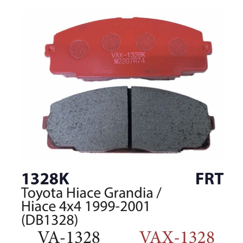 BRAKE PAD FRONT TOYOTA HIACE GRANDIA / HIACE 4X4 1999-2001 (DB1328) VA ...