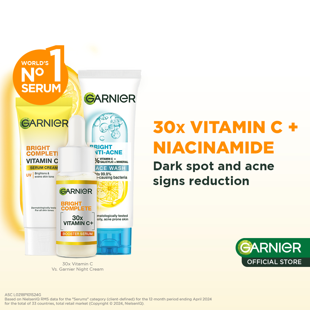 NEW Garnier Vitamin C+ Starter Kit: Salicylic Acid Cleanser, Niacinamide Serum, Water Gel ...