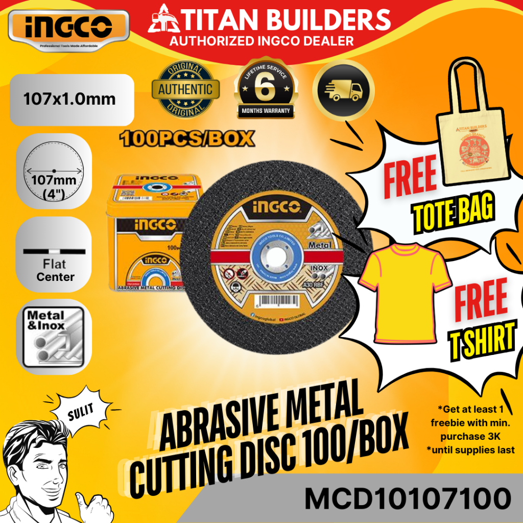 Ingco by Titan 107mm Metal Cutting Disc - Abrasive Disc for Metal ...