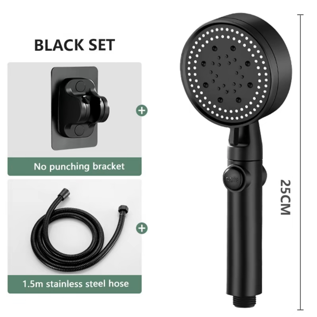 3in1 Shower Head Set 5-speed Booster Shower with Hose Portable Bathroom ...