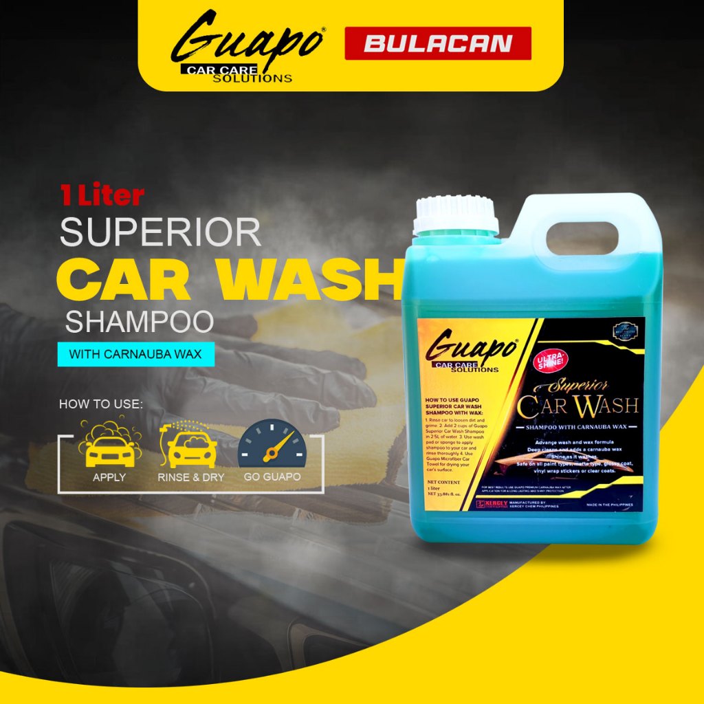 Guapo 1L Ultra Shine Superior Car Wash Shampoo w/ Carnauba Wax Dual ...