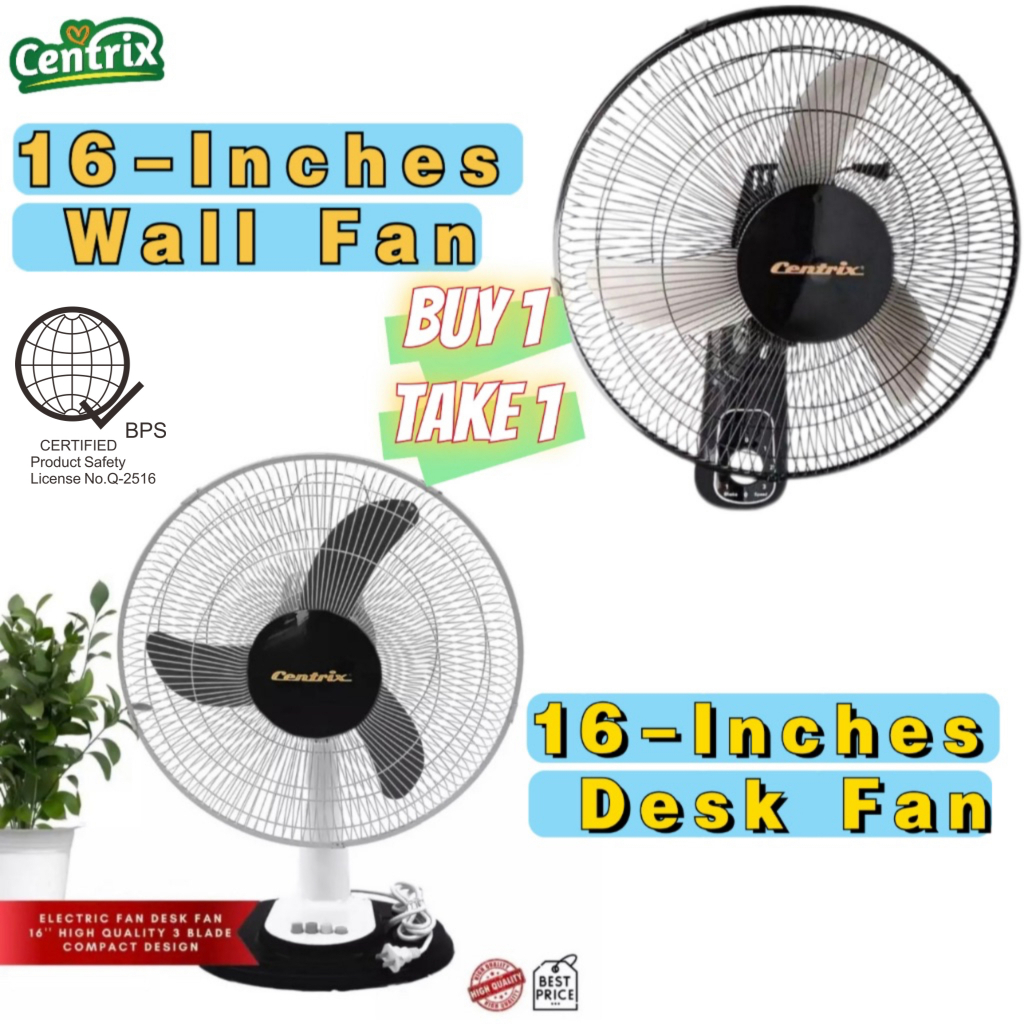 BUY-1 TAKE-1 Wall Fan & Desk Fan PER PC 16 Inches Industrial Centrix ...
