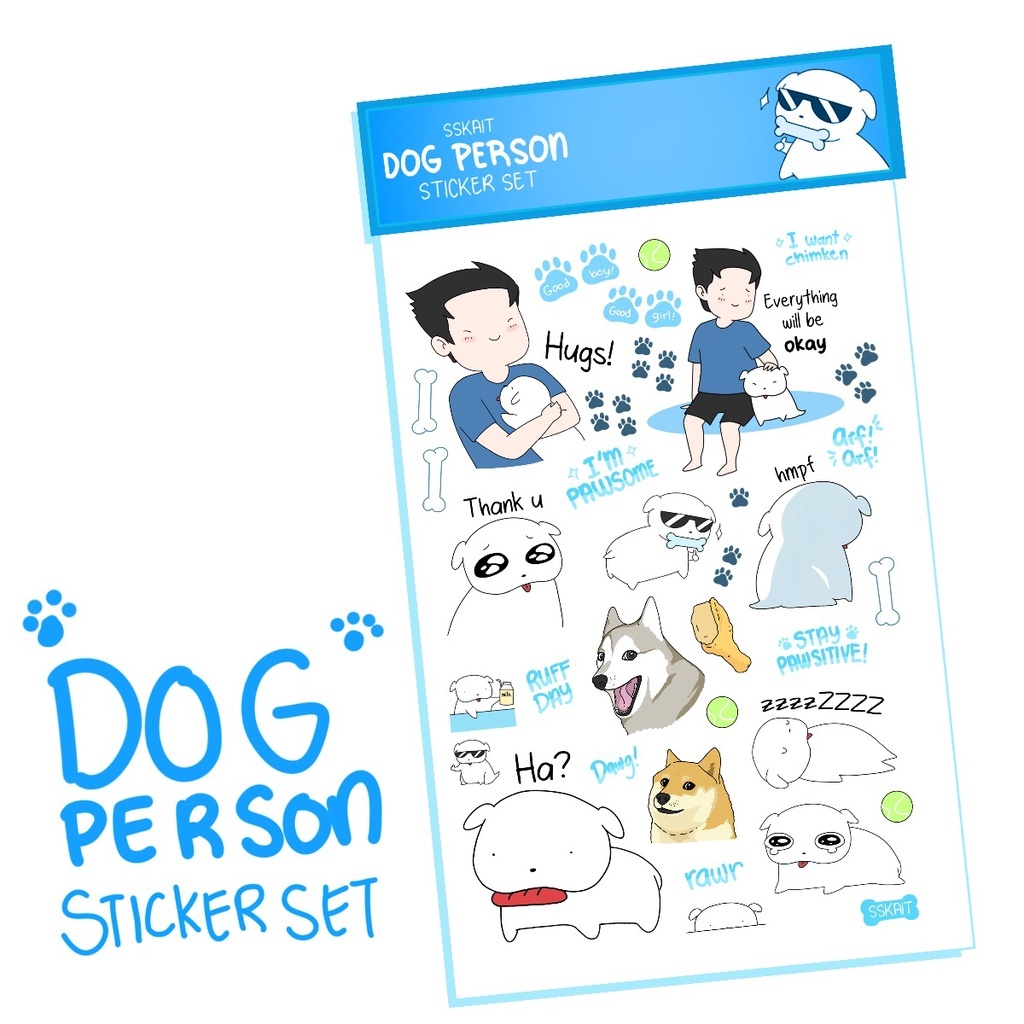 SSKAIT Dog Person - Funny Mood Waterproof Sticker Sheet | Shopee ...