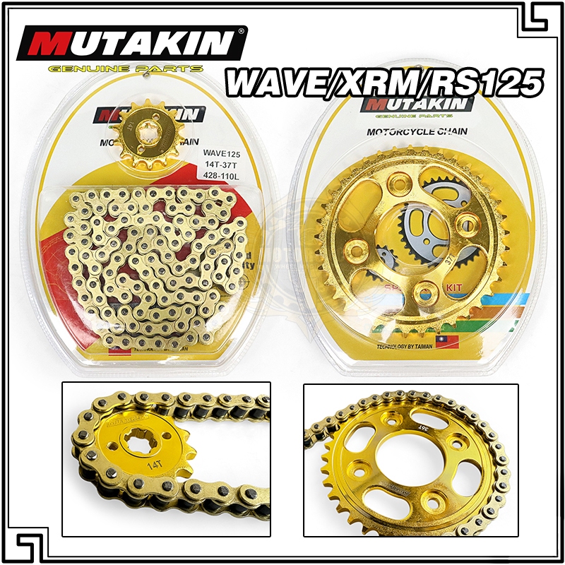MUTAKIN Sprocket Chain Set Wave125/110/100 XRM/RS (428-14T-35/36/37/38 ...