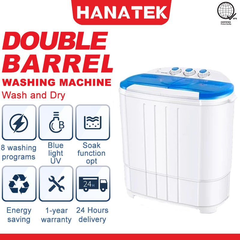HANATEK Double Barrel Mini Washing Machine With Dryer Sterilization ...