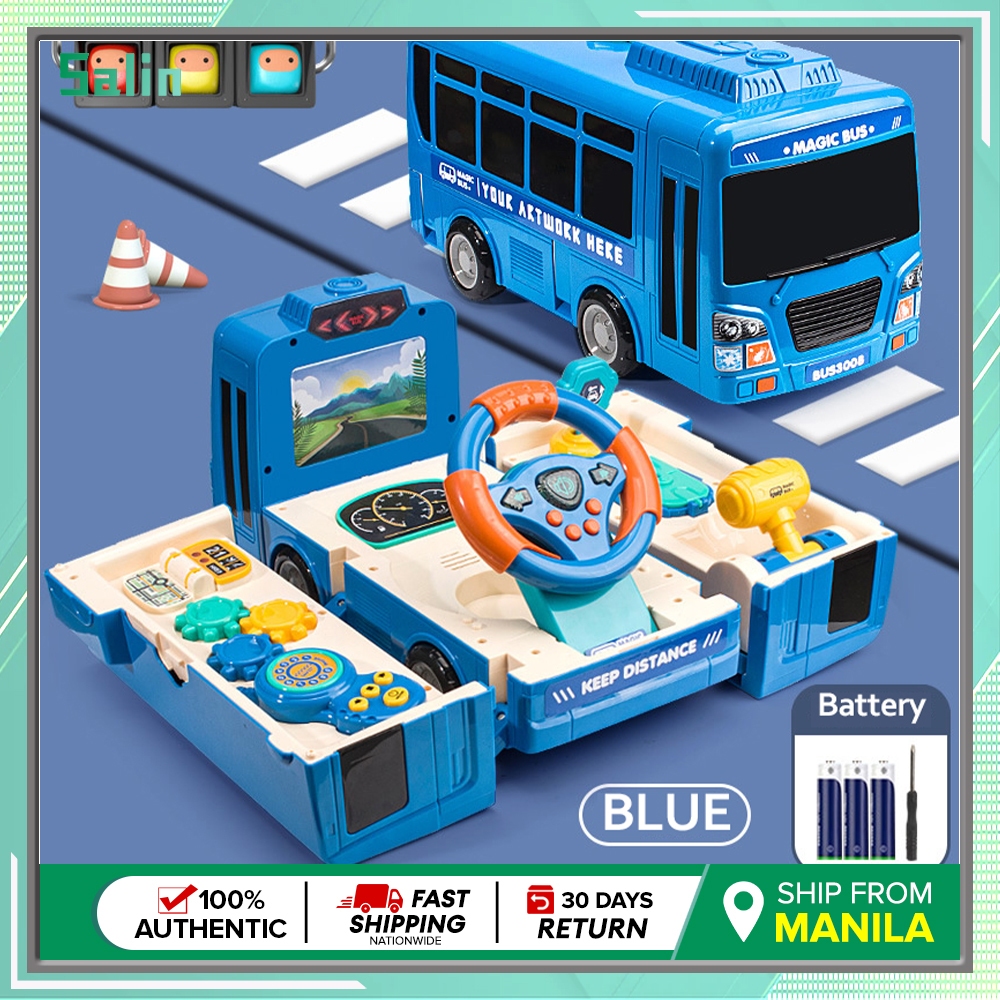 Children Simulation Bus Toy Multifunctional Deformation Steering Wheel ...