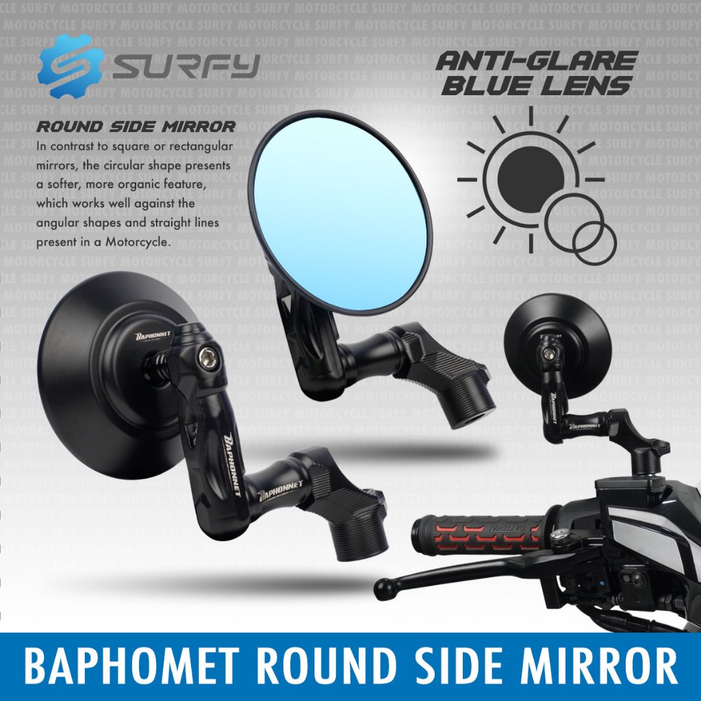 Baphomet Premium Side Mirror Round Design Side Mirror Mount Full CNC ...