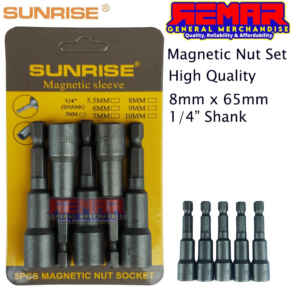 Sunrise Magnetic Nut Set Tex Screw Adaptor 5pcs High Quality 8x65mm ...