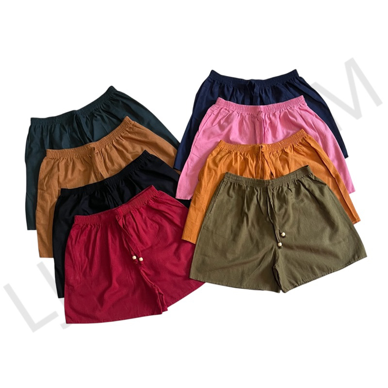 Cotton Linen Short/Pambahay Short/Bundle of 3 assorted color | Shopee ...