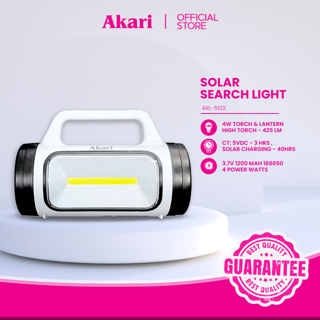 Akari Rechargeable Solar Searchlight with Lantern 4W (ARL-5102 ...