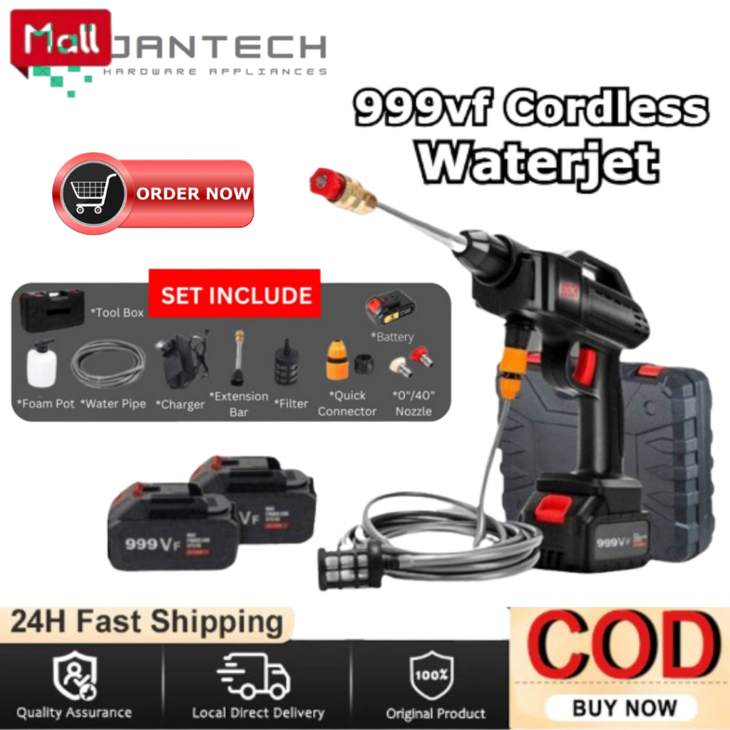JANTECH 999VF Cordless WaterJet Portable Car Wash High Pressure Water Jet Gun Machine Cleaner ...