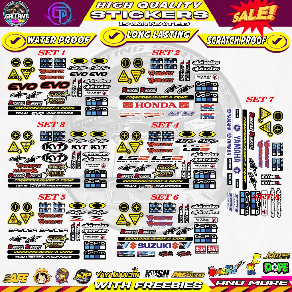 Motorcycle Helmet Visor Stickers -(HIGH QUALITY VINYL) EVO,HONDA,SUZUKI ...