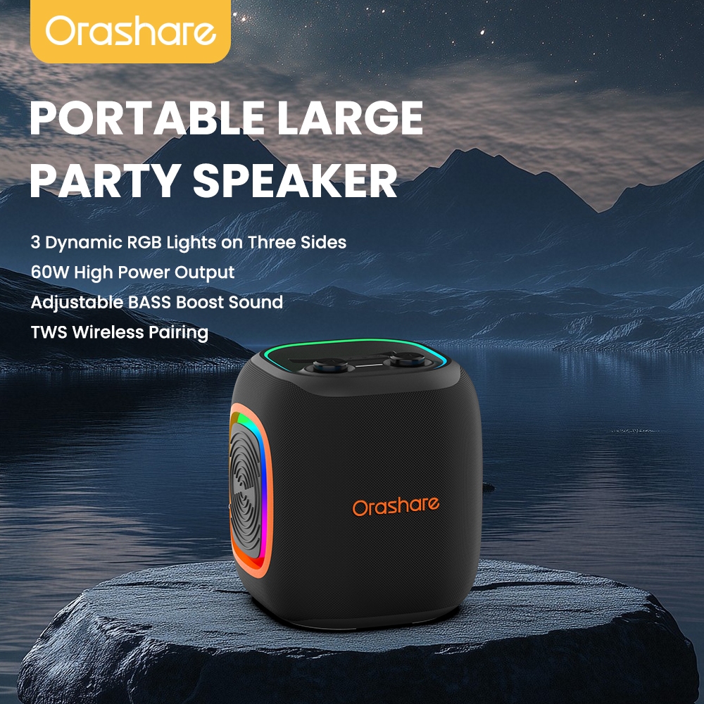 Orashare BSH02 60W Bluetooth Speaker with RGB Light Powerful Sound TWS ...